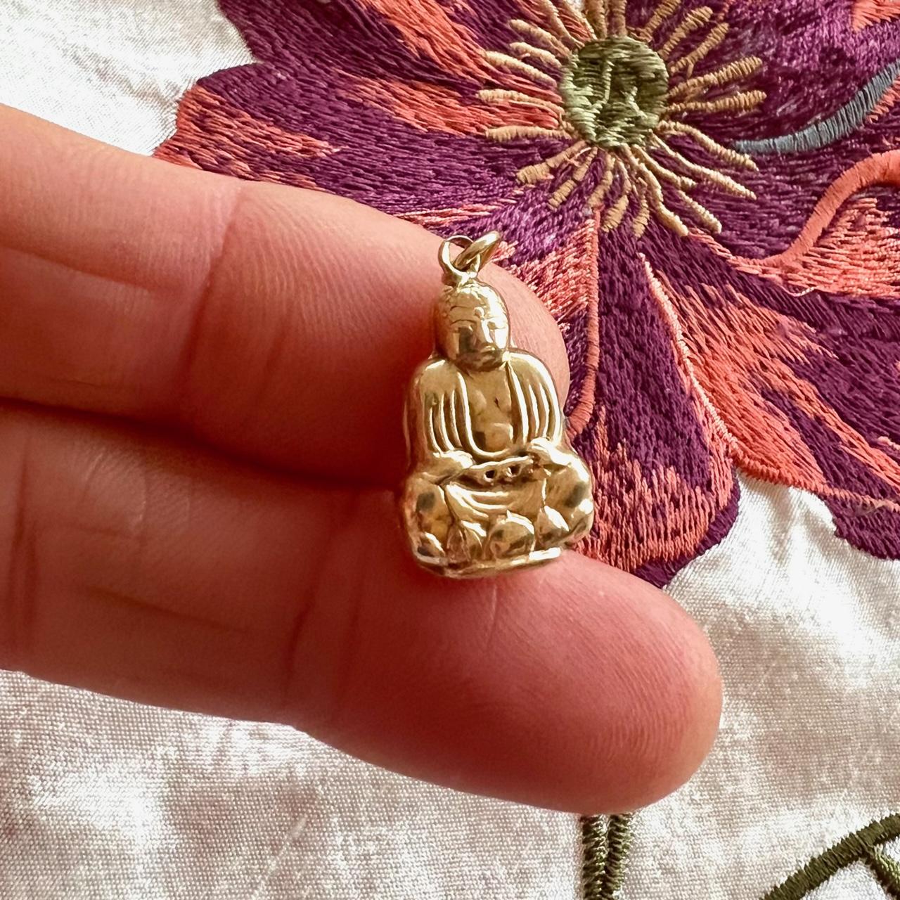 Vintage Buddha 14K Gold Charm Pendant For Sale at 1stDibs