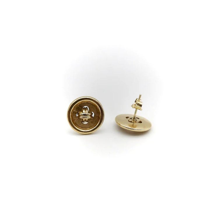 Vintage 14k Gold Button Earrings For Sale at 1stDibs