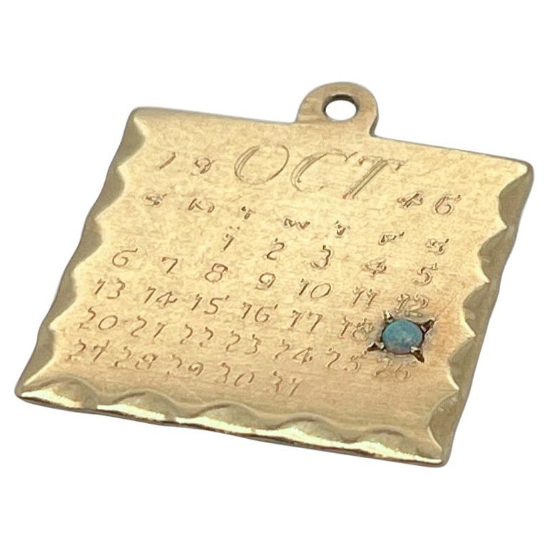 Vintage 14K Gold Charm for a Bracelet of a Birthday Calendar at 1stDibs
