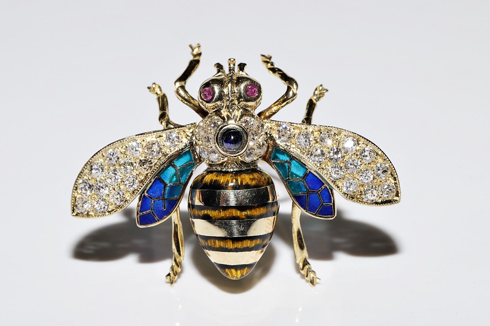 Vintage 14k Gold Circa 1980s Natural Diamond And Sapphire And Ruby Bee ...