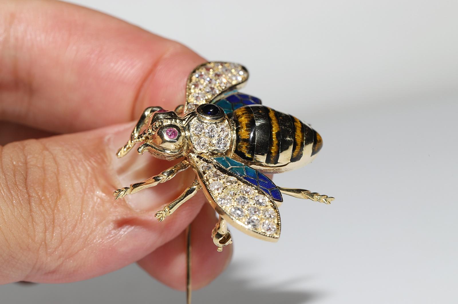 Vintage 14k Gold Circa 1980s Natural Diamond And Sapphire And Ruby Bee ...