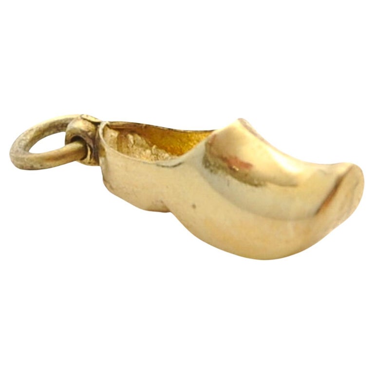 Mid-Century 14K Gold Clog Charm Pendant For Sale at 1stDibs