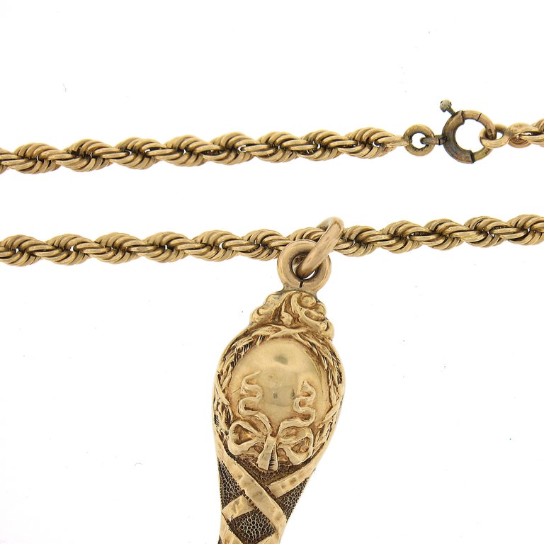 Vintage 14k Gold Collectible Lorgnette Opera Glasses and Rope Chain ...