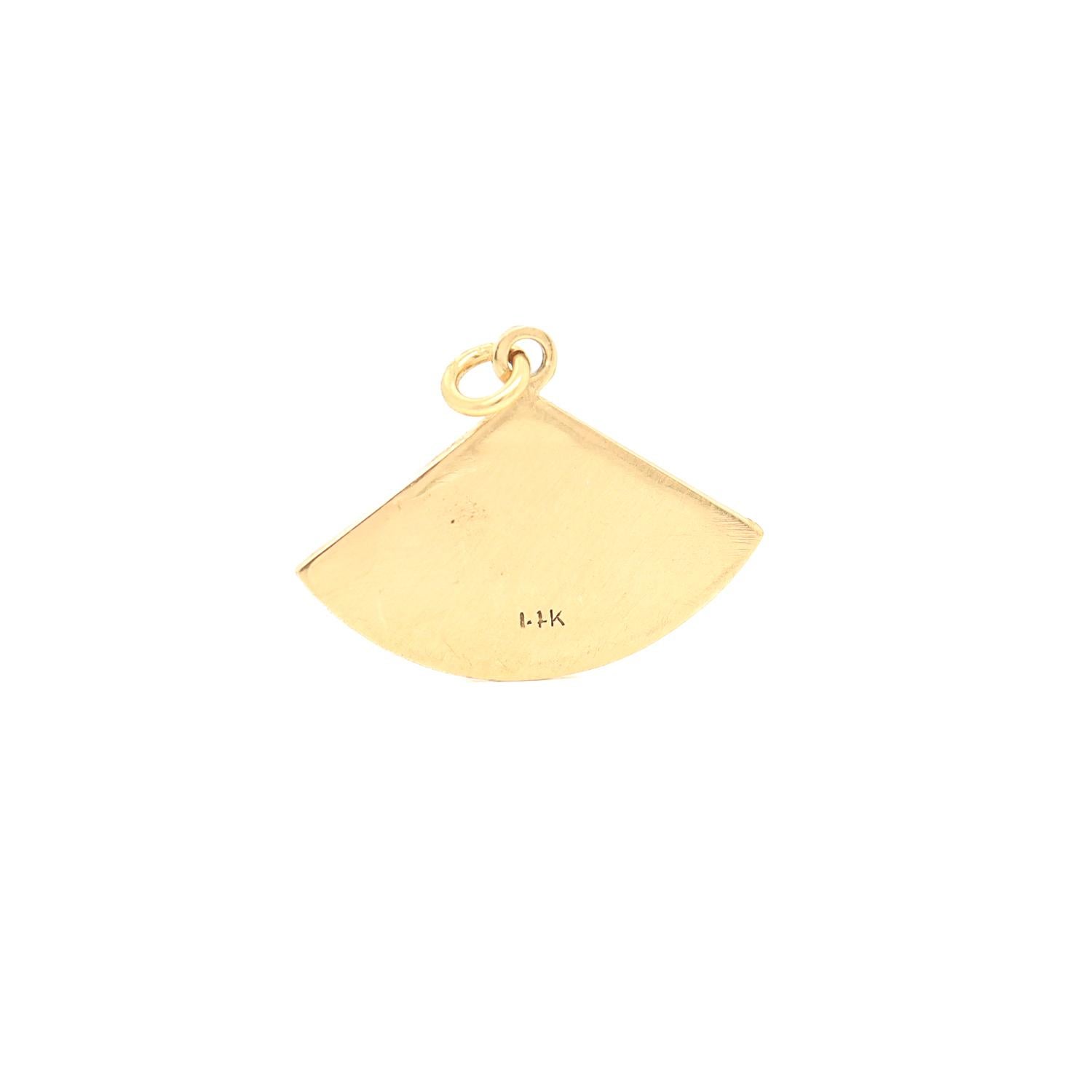 Vintage 14K Gold and Enamel Figural Folding Hand Fan Charm For Sale at ...