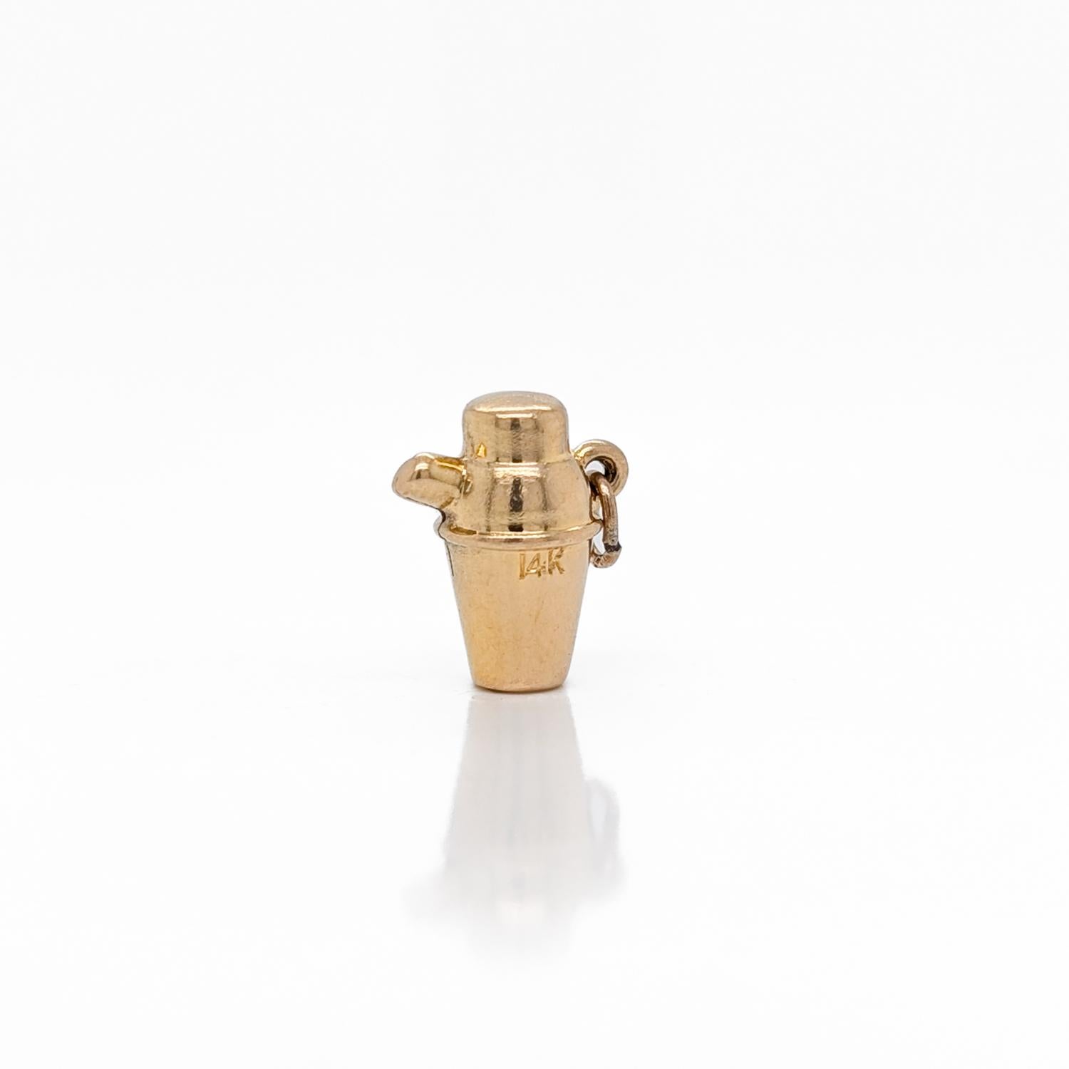 Vintage 14K Gold Figural Cocktail Shaker Charm for a Bracelet For Sale ...