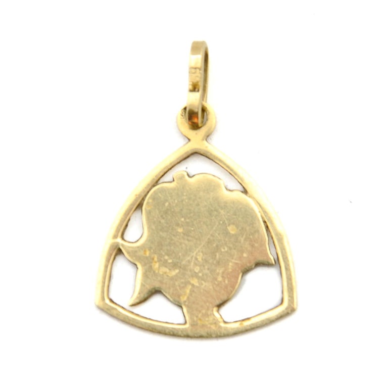 Vintage 14K Gold Girl Charm Pendant For Sale at 1stDibs