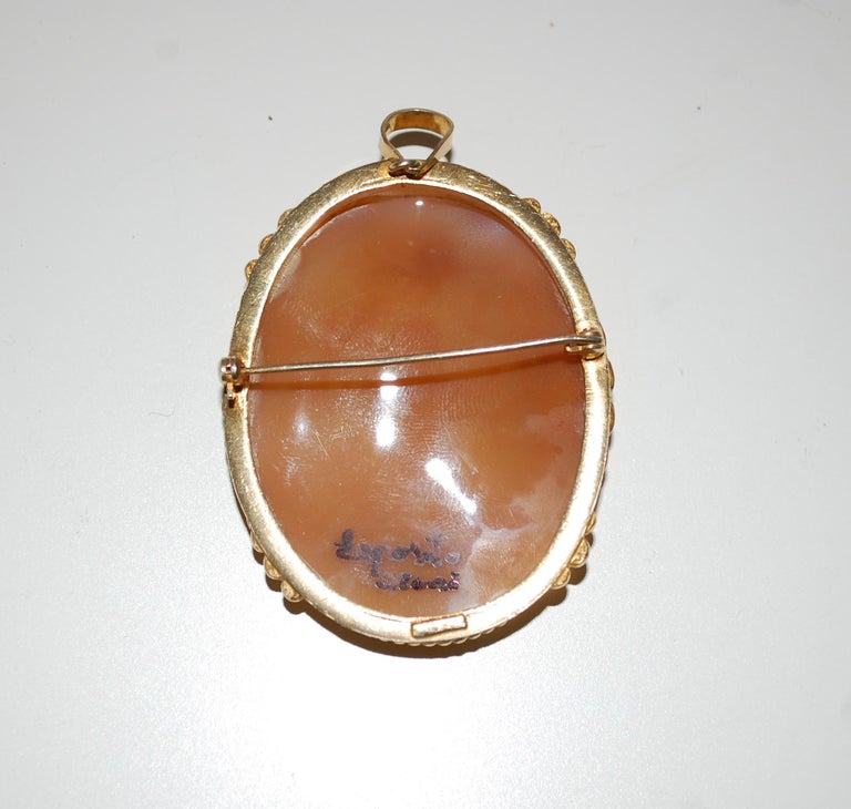 Vintage 14k Gold Large Cameo with Putti Singing Birds and Dogs For Sale ...
