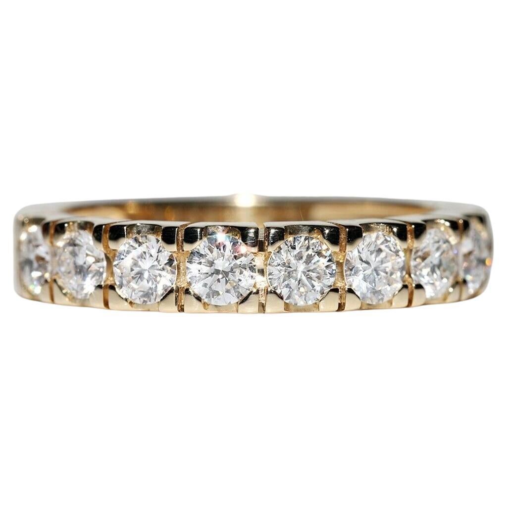 Vintage 14k Gold Natural Diamond Decorated Pretty Ring For Sale at 1stDibs