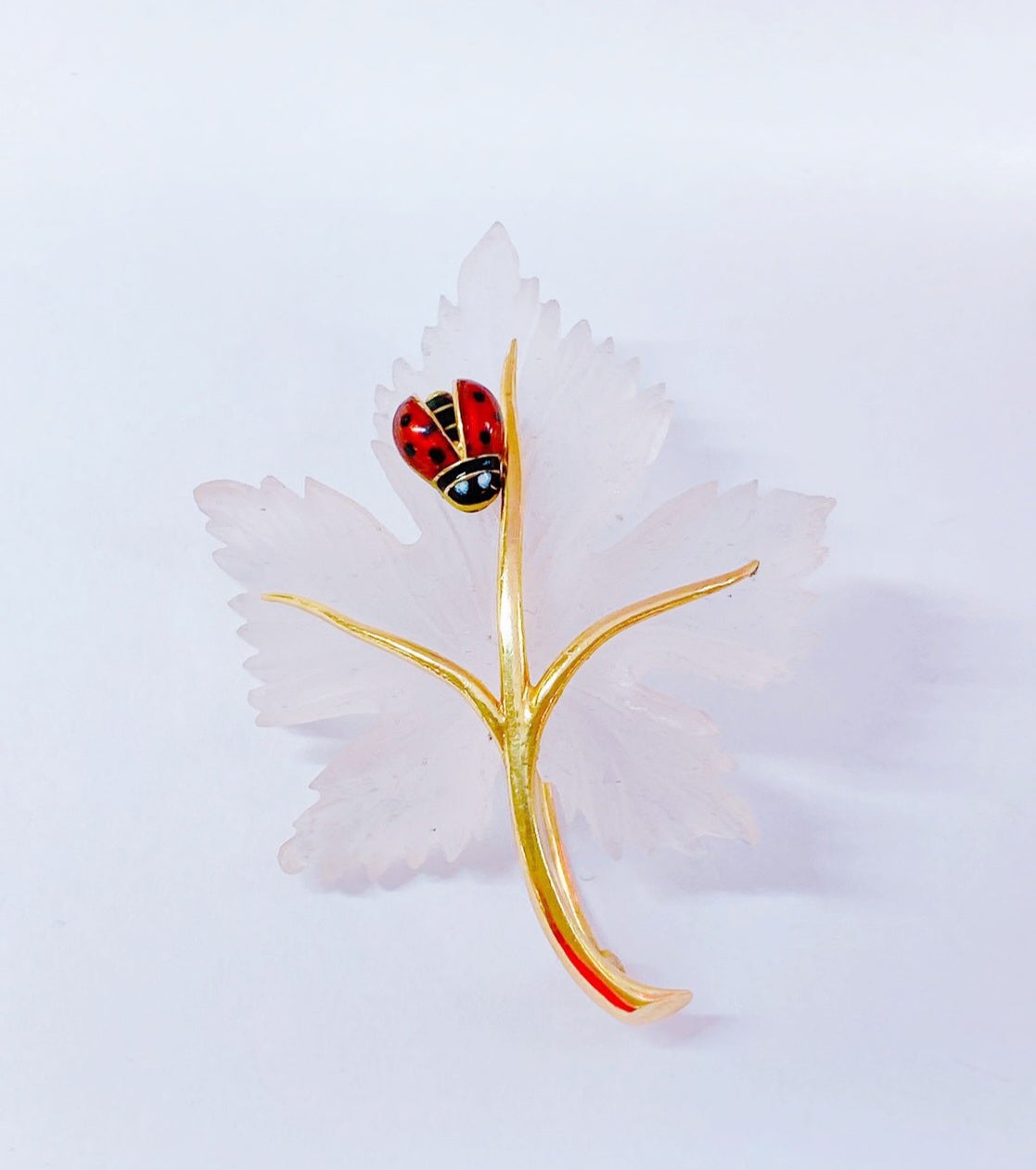 Rock Crystal Quartz Brooch Pendant Enamel 14K Gold Antique For Sale at ...