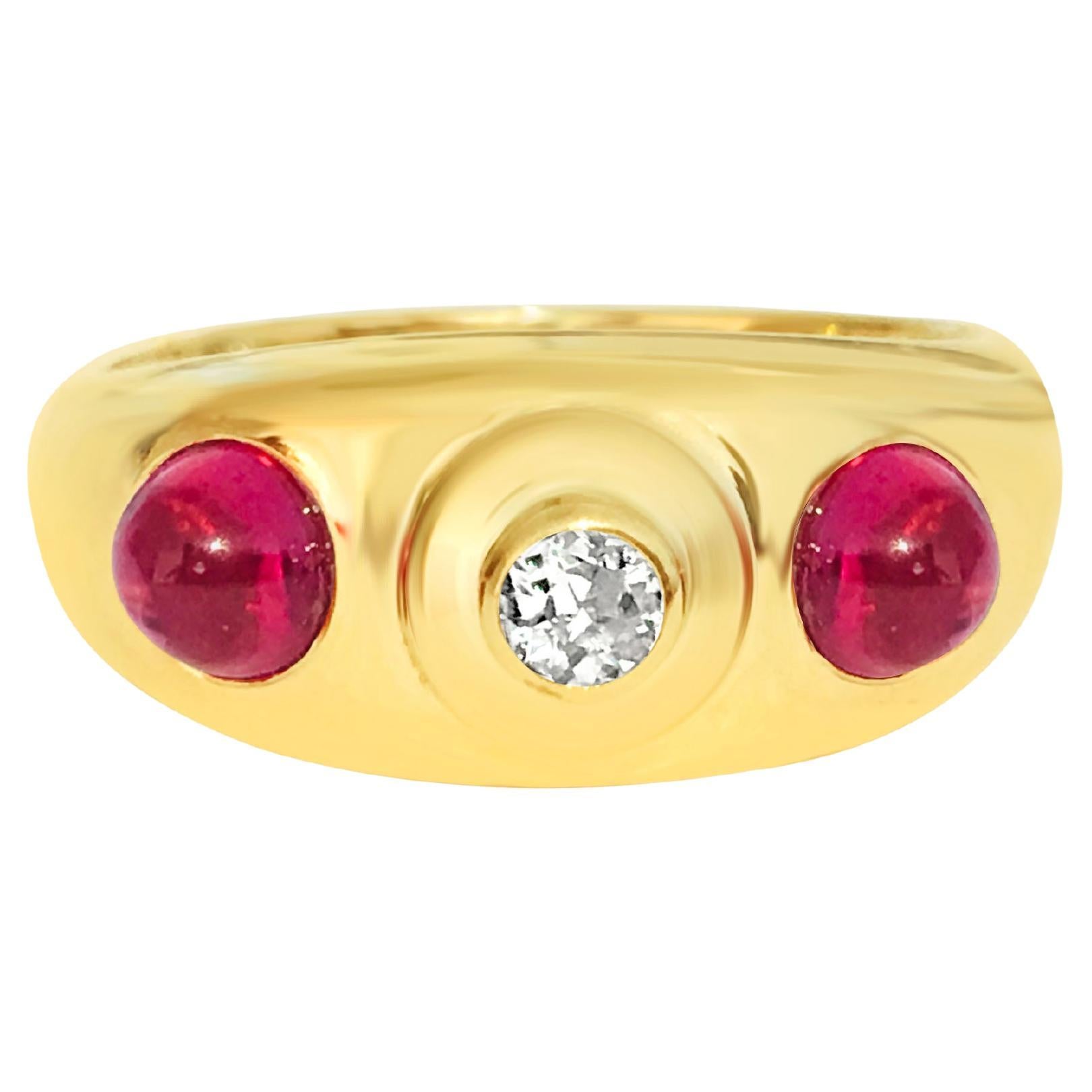 14k gold Diamond Ruby Ring For Sale at 1stDibs