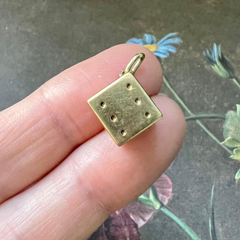 Vintage 14K Gold Three-Dimensional Dice Lucky Charm Pendant For Sale at ...