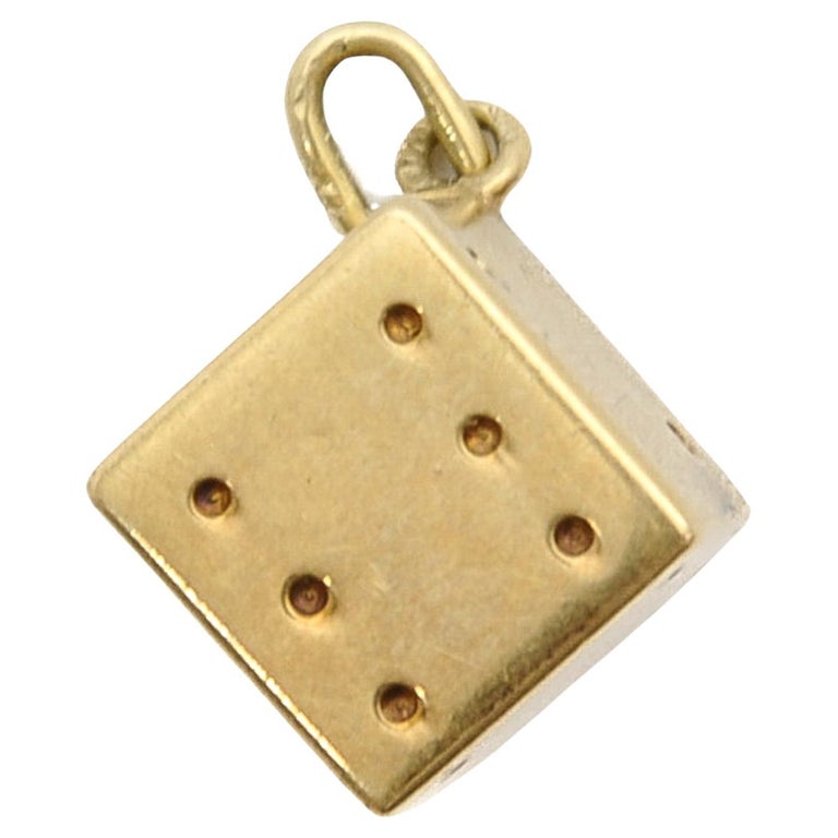 Vintage 14K Gold Three-Dimensional Dice Lucky Charm Pendant For Sale at ...