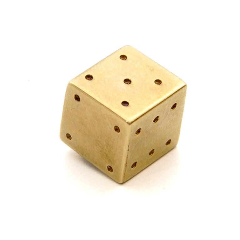 Vintage 14K Gold Three-Dimensional Dice Lucky Charm Pendant For Sale at ...