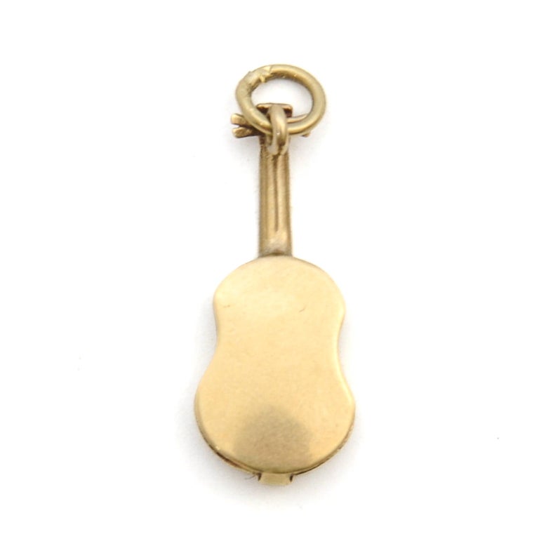 Vintage 14K Gold Violin Charm Pendant For Sale at 1stDibs
