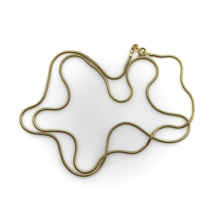 Vintage 14k Long Italian Snake Chain For Sale at 1stDibs