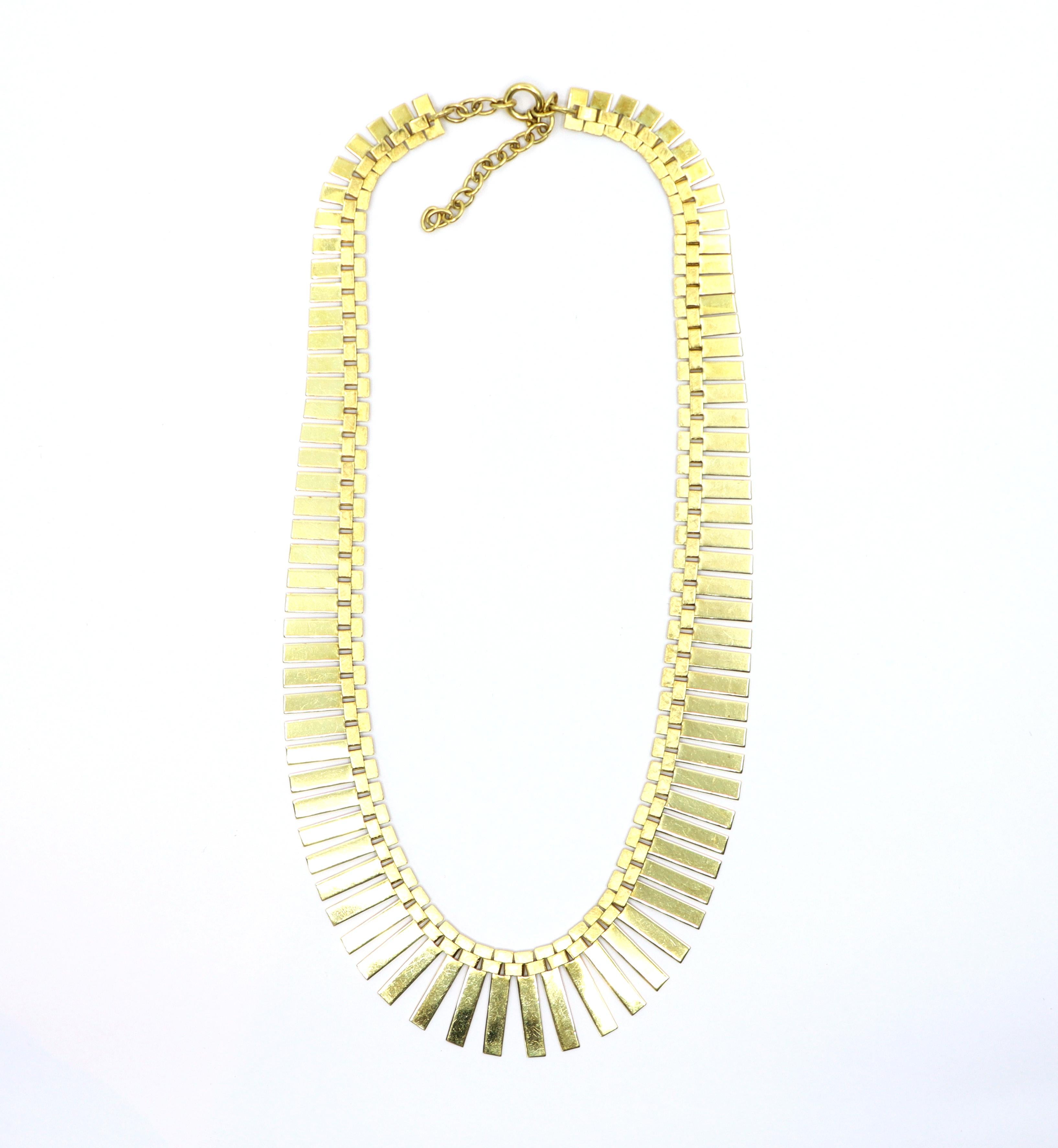 Vintage 14k Mid-20th Century Cleopatra Necklace For Sale at 1stDibs