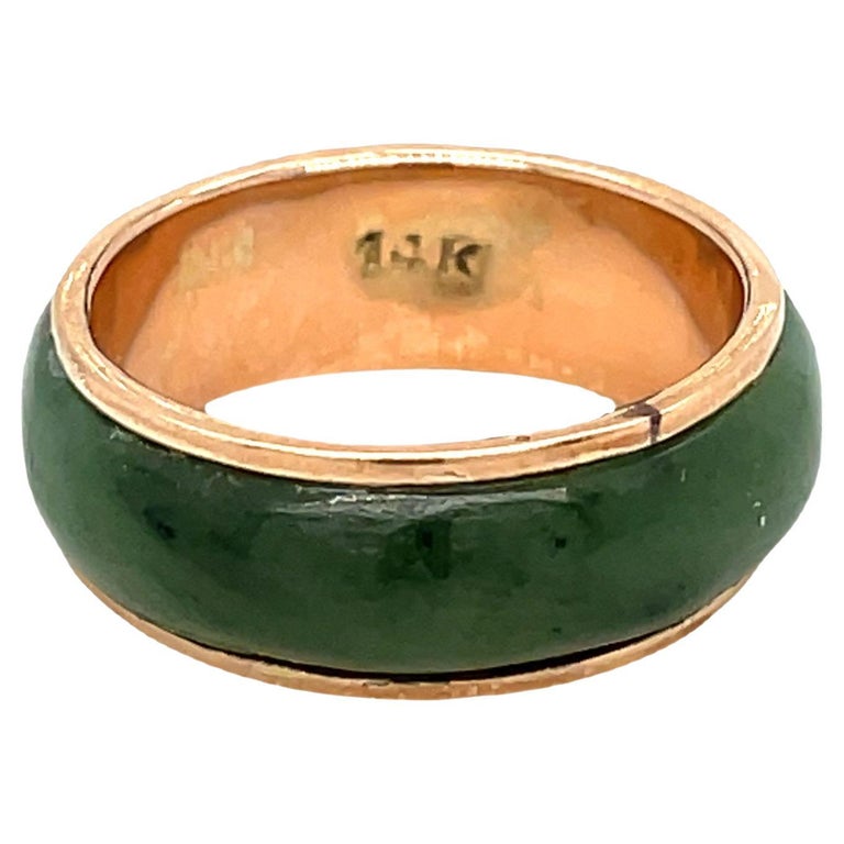 Vintage 14k Rose Gold Carved Rounded Jadeite Jade Eternity Band For ...