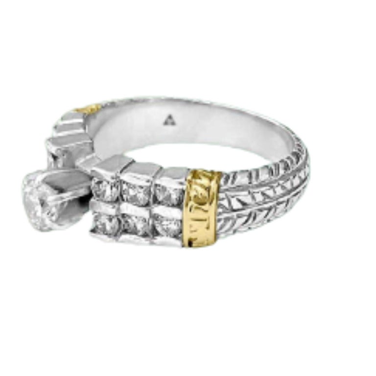 Vintage 14k Two Tone, Diamond Engagement Ring For Sale at 1stDibs