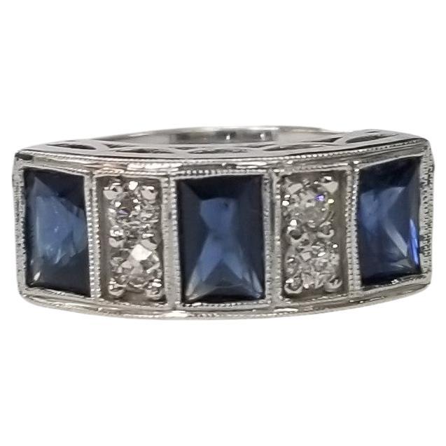 Vintage 18k Yellow n White gold "French cut" Sapphire and "Rose cut ...