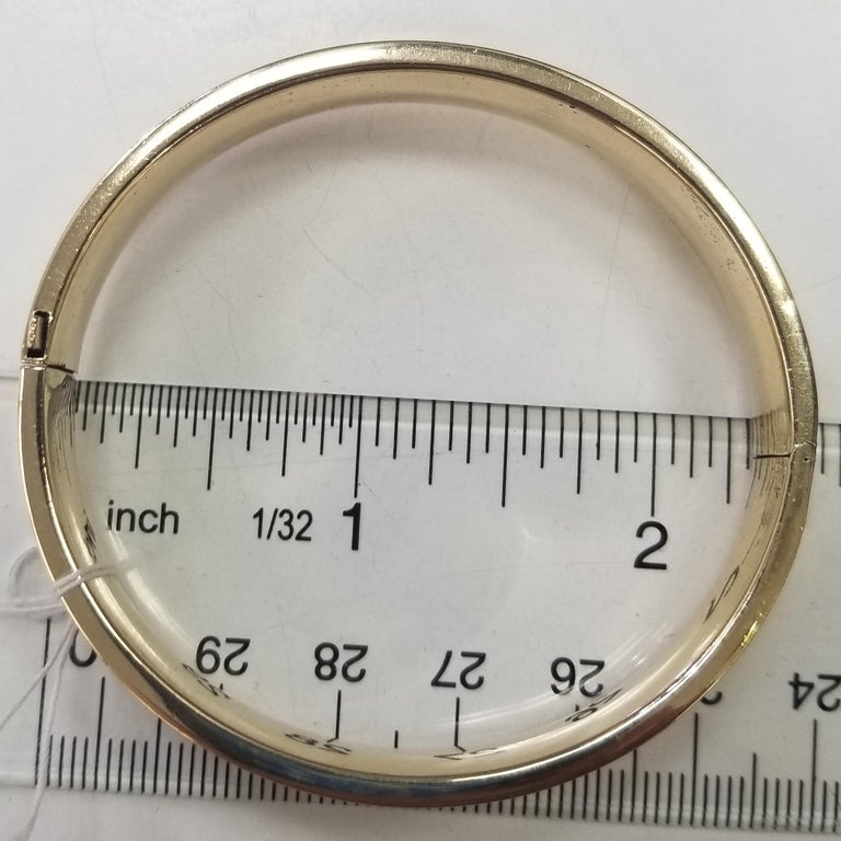 Vintage 14k Yellow Gold Concave Bangle with Engraving For Sale at 1stDibs