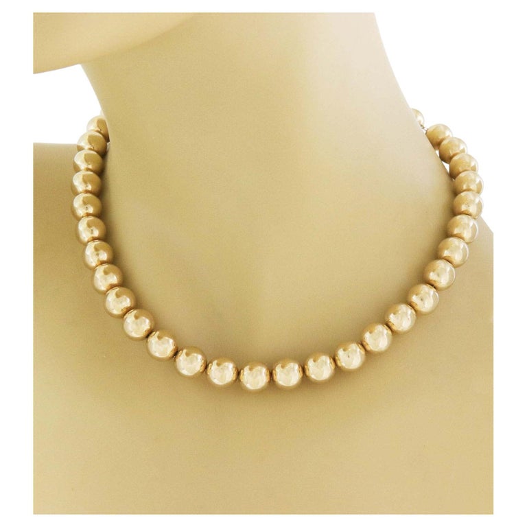 14k Gelbgold 9,5 mm Perlenkette 15,5" lang im Angebot bei 1stDibs