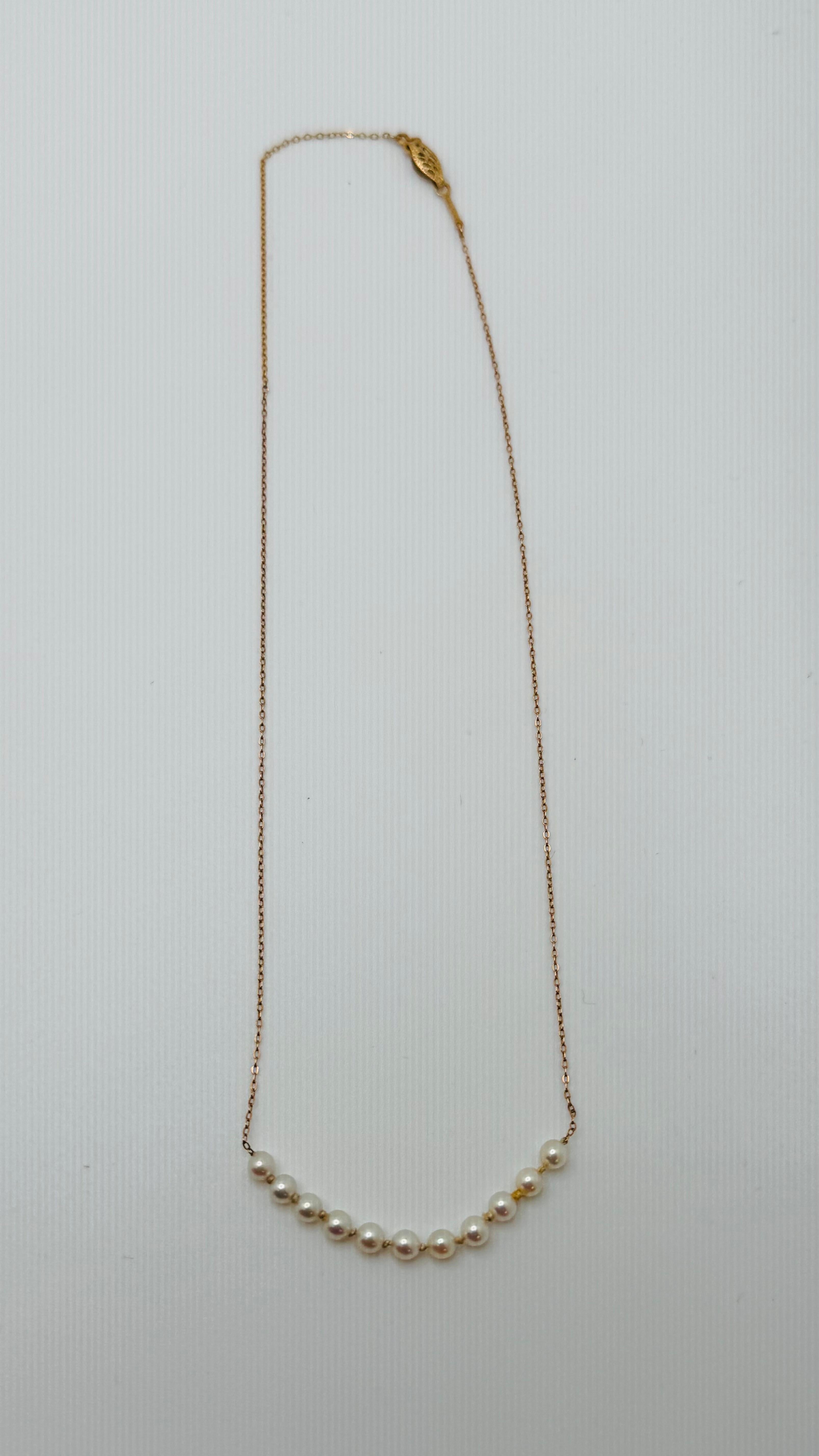 Vintage 14K Yellow Gold Add-A-Pearl Necklace with 11 Akoya Pearls in ...