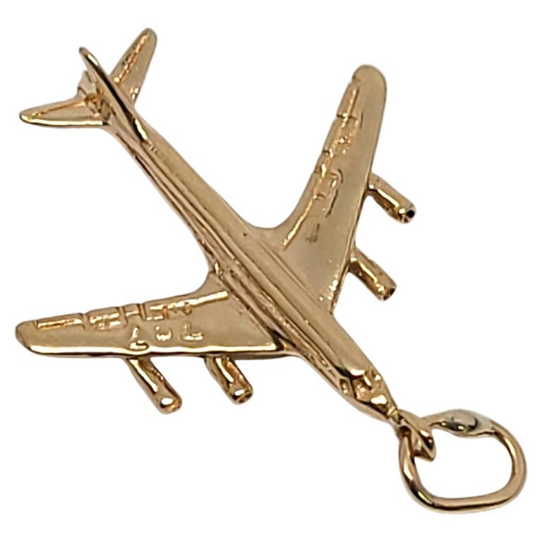 Vintage 14K Yellow Gold Airplane Charm at 1stDibs