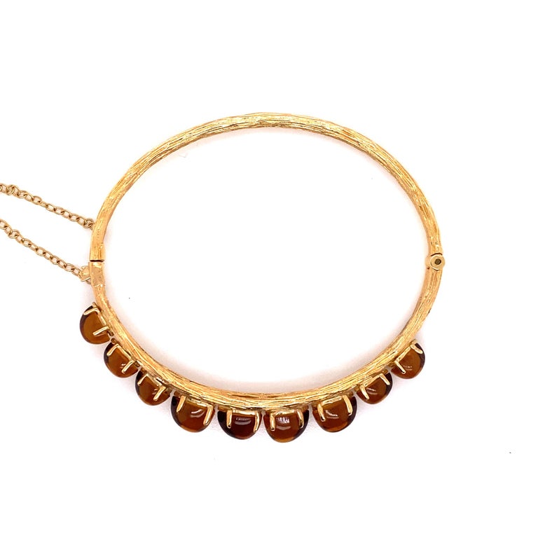 Vintage 14k Yellow Gold Amber Bangle Bracelet For Sale at 1stDibs