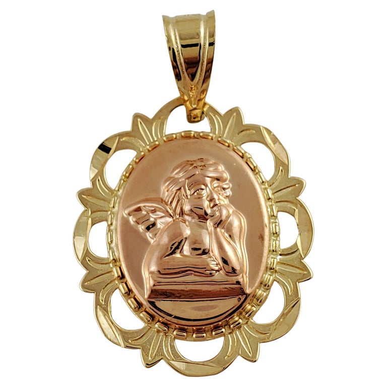 14K Yellow Gold Angel Pendant at 1stDibs