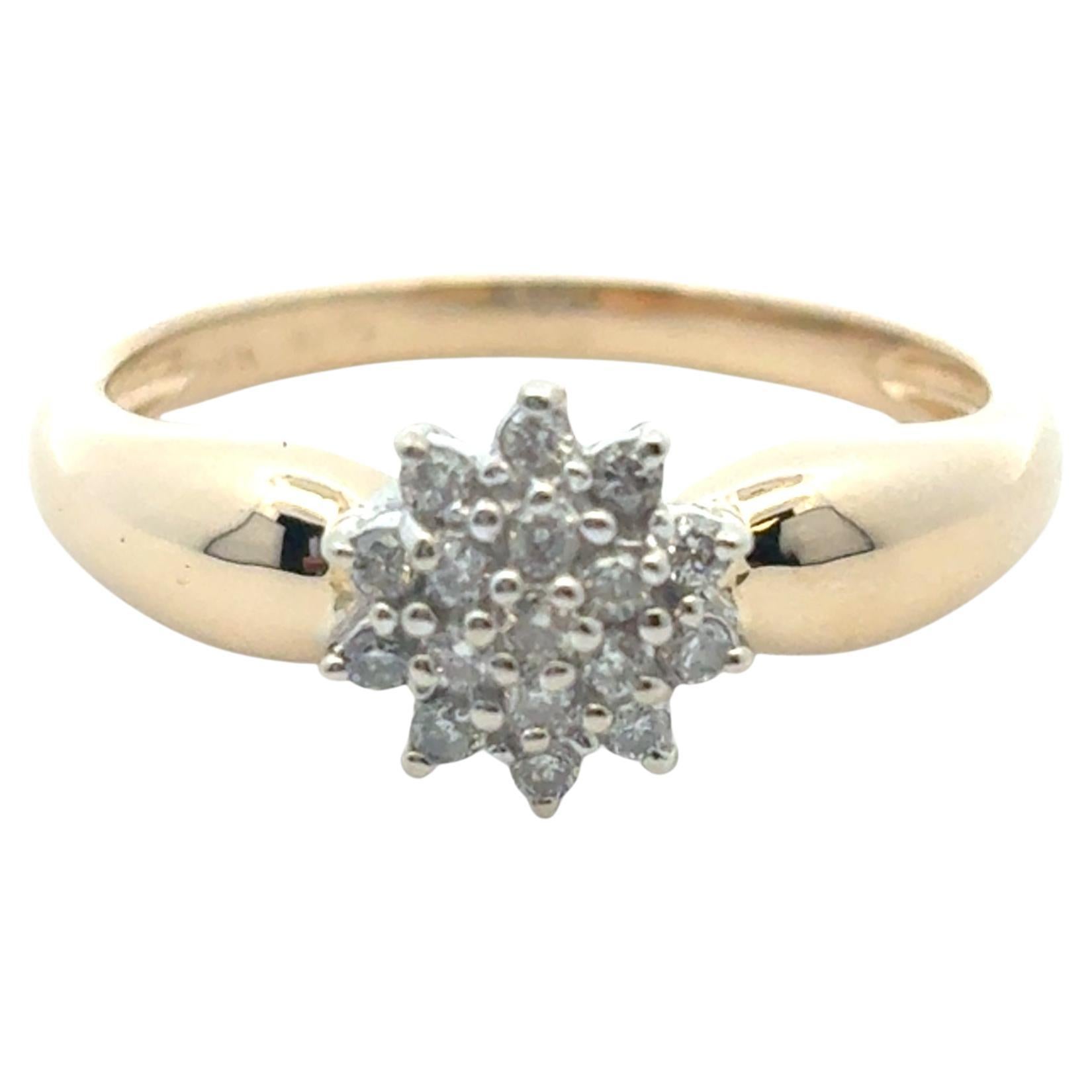 Vintage 14k Yellow Gold approx. 0.17ctw Natural Round Diamond Star ...