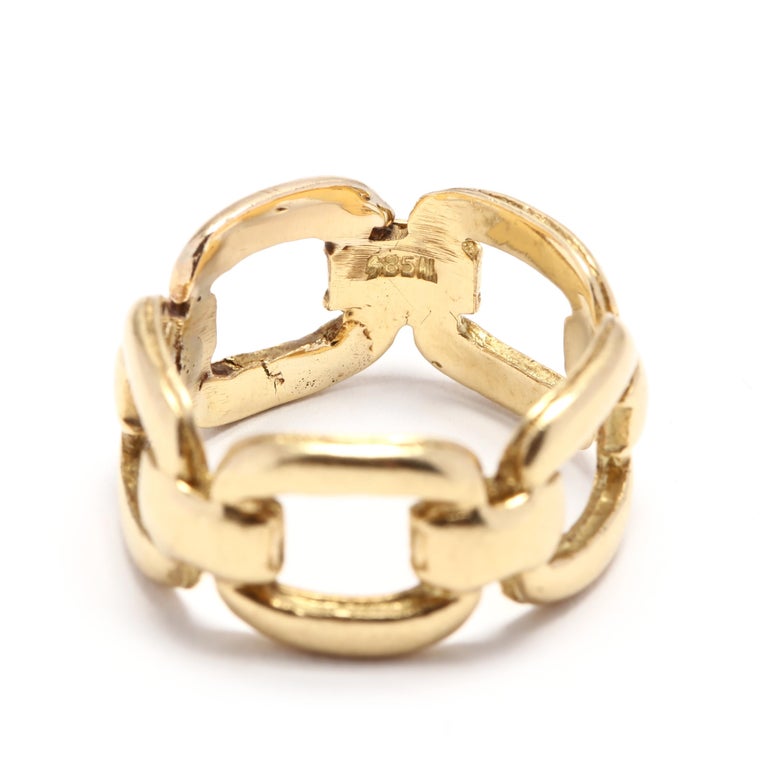 Vintage 14 Karat Yellow Gold Chain Link Ring at 1stDibs