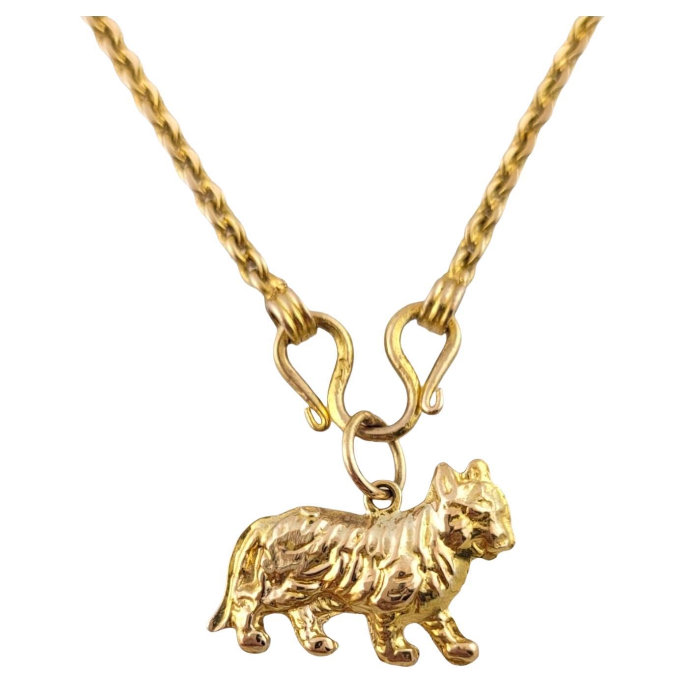 Vintage 14K Yellow Gold Chain With Tiger Pendant Necklace #19902 For ...