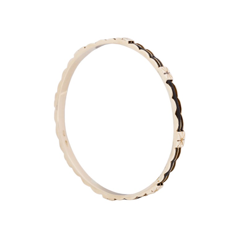 Vintage 14K Yellow Gold Elephant Hair Bangle Bracelet at 1stDibs