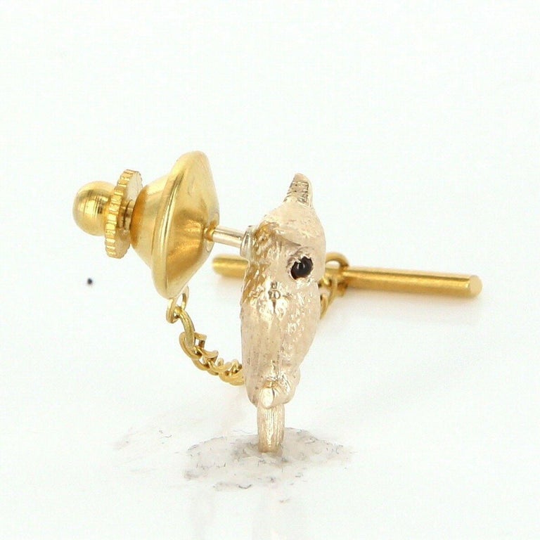 Vintage 14 Karat Gold Garnet Men’s Owl Animal Bird Tie Tac Pin Estate ...