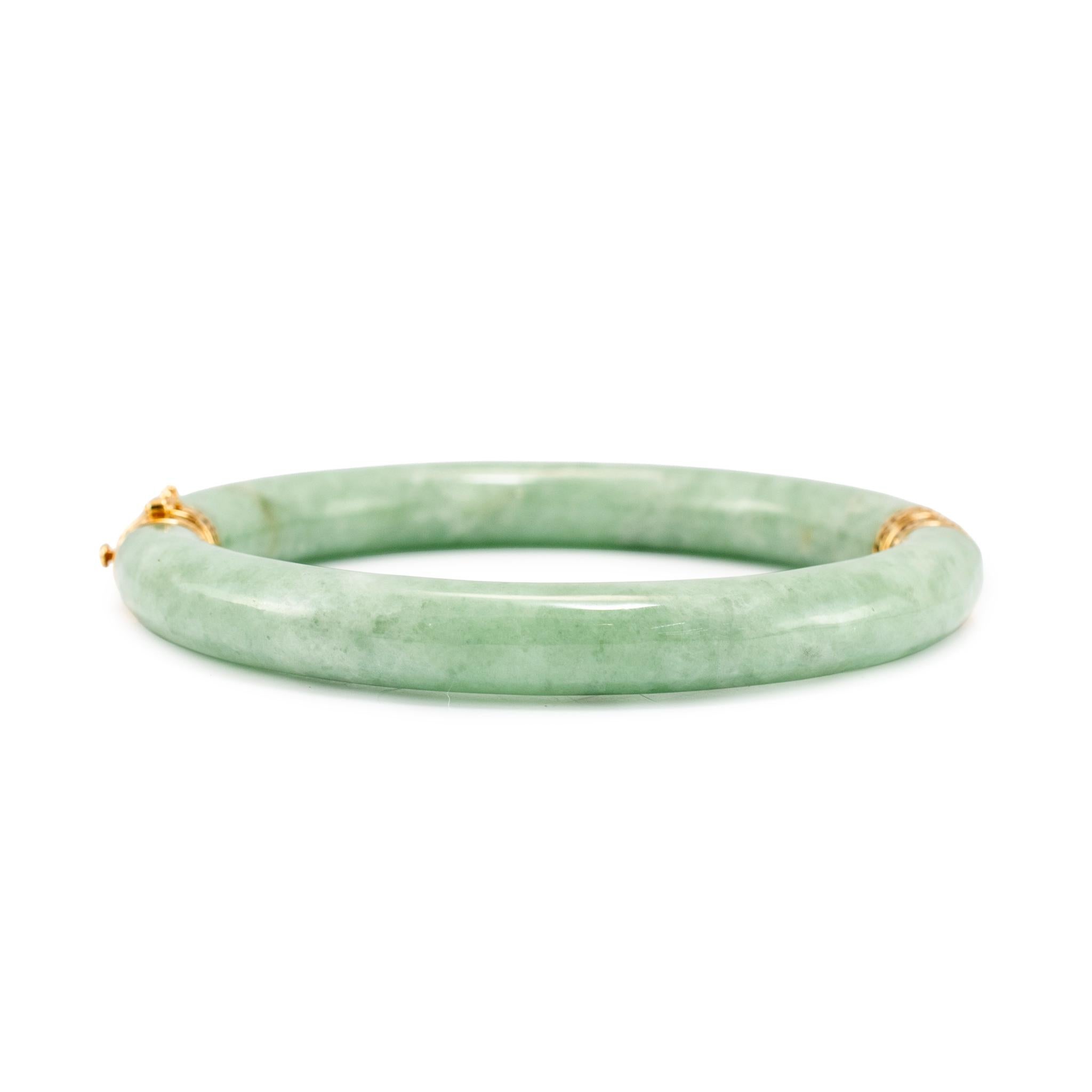 Vintage 14k Yellow Gold GIA Type A Lavender Jadeite Jade Hinged Bangle ...