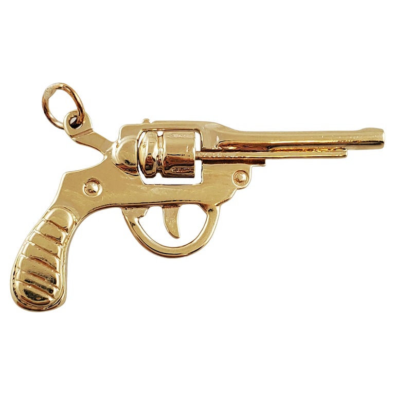 Vintage 14K Yellow Gold Hand Gun Charm at 1stDibs