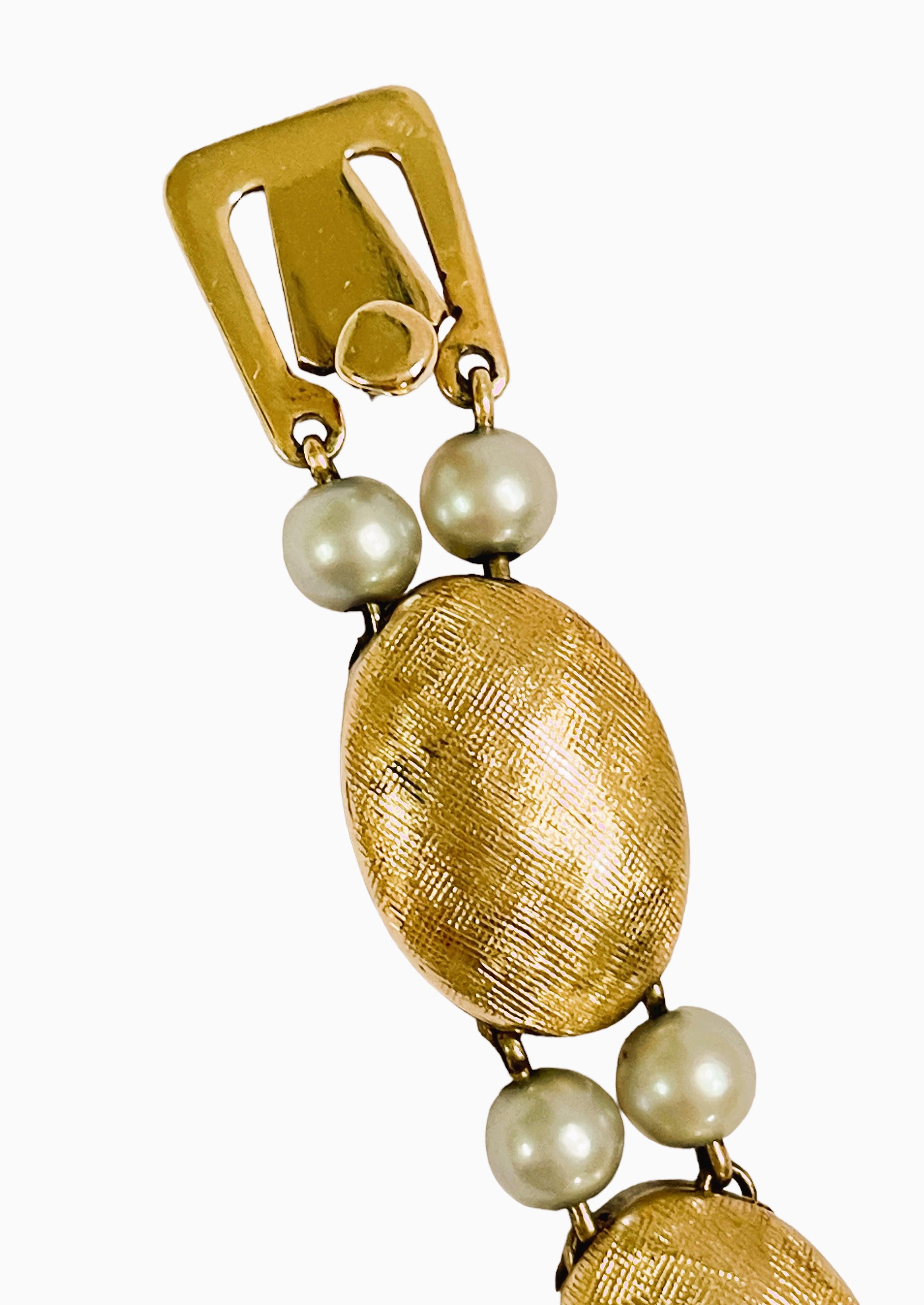Vintage 14k Yellow Gold Lucien Piccard Brushed Gold Pearl Bracelet w ...
