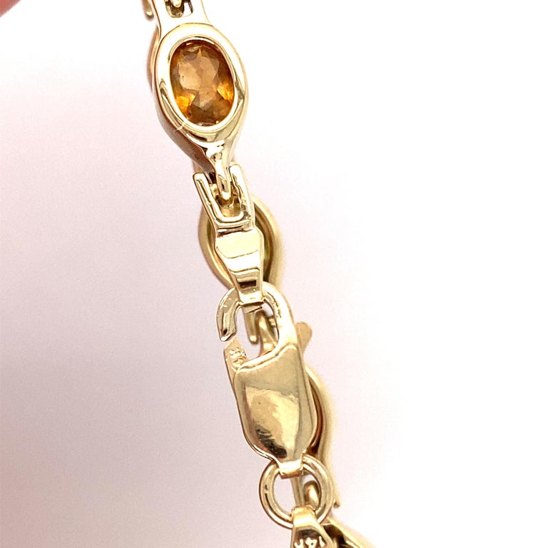 Vintage 14k Yellow Gold Multi Color Gemstone Bezel Bracelet For Sale at ...