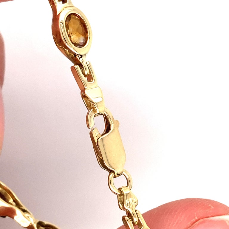 Vintage 14k Yellow Gold Multi Color Gemstone Bezel Bracelet For Sale at ...