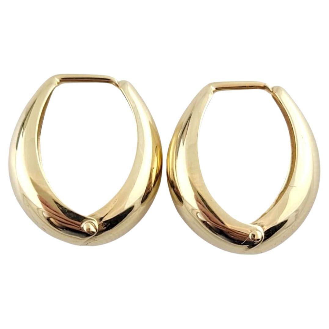 14K Yellow Gold Oval Hoop Earrings #16194 For Sale at 1stDibs