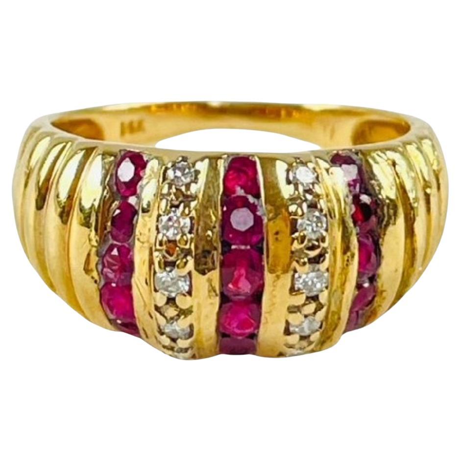 Vintage 14k Yellow Gold Ruby and Diamond Ring at 1stDibs