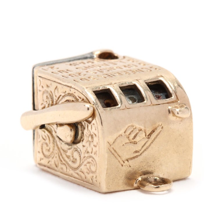 Vintage 14 Karat Yellow Gold Slot Machine Charm at 1stDibs