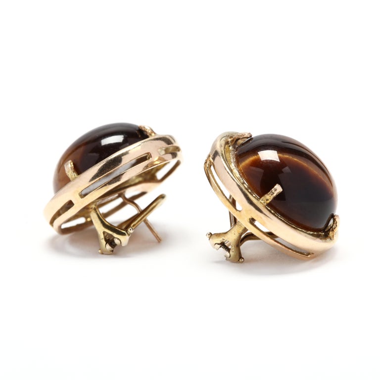 Vintage 14 Karat Gold and Tiger's Eye Earrings For Sale at 1stDibs ...