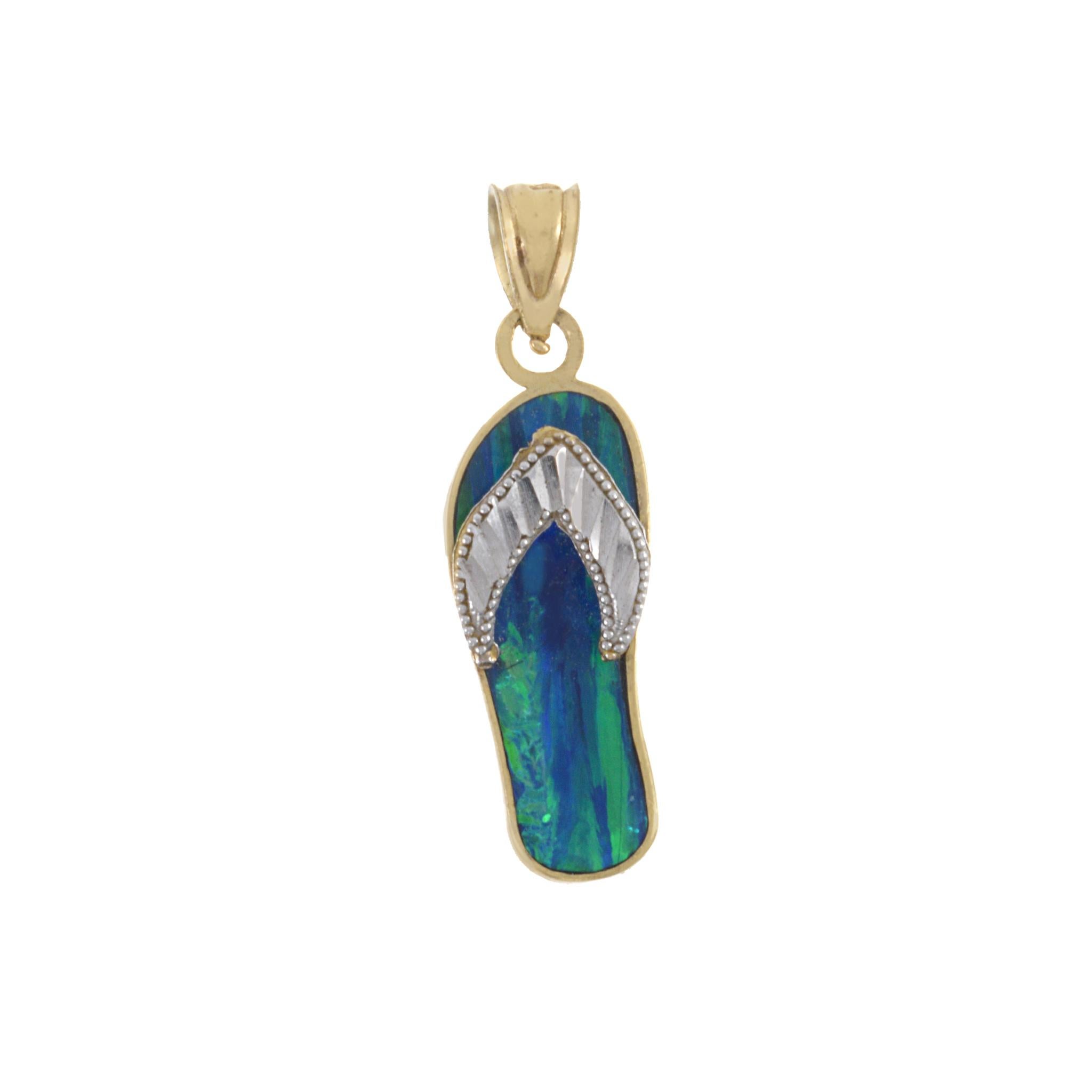 Vintage 14KT Two Tone Gold Opal Sandal Charm/Pendant For Sale at 1stDibs