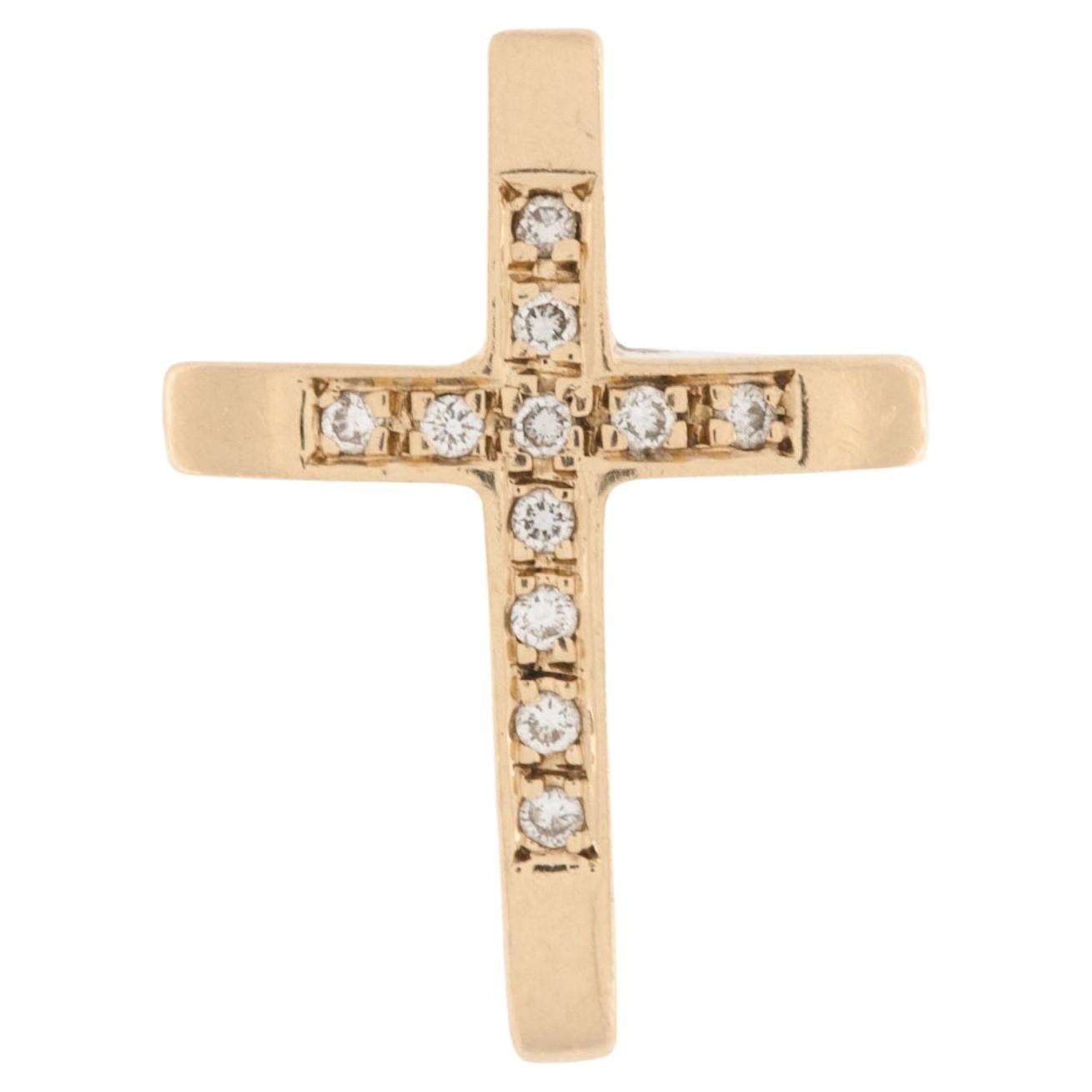 Vintage 14kt Yellow Gold German Cross with Diamonds For Sale at 1stDibs