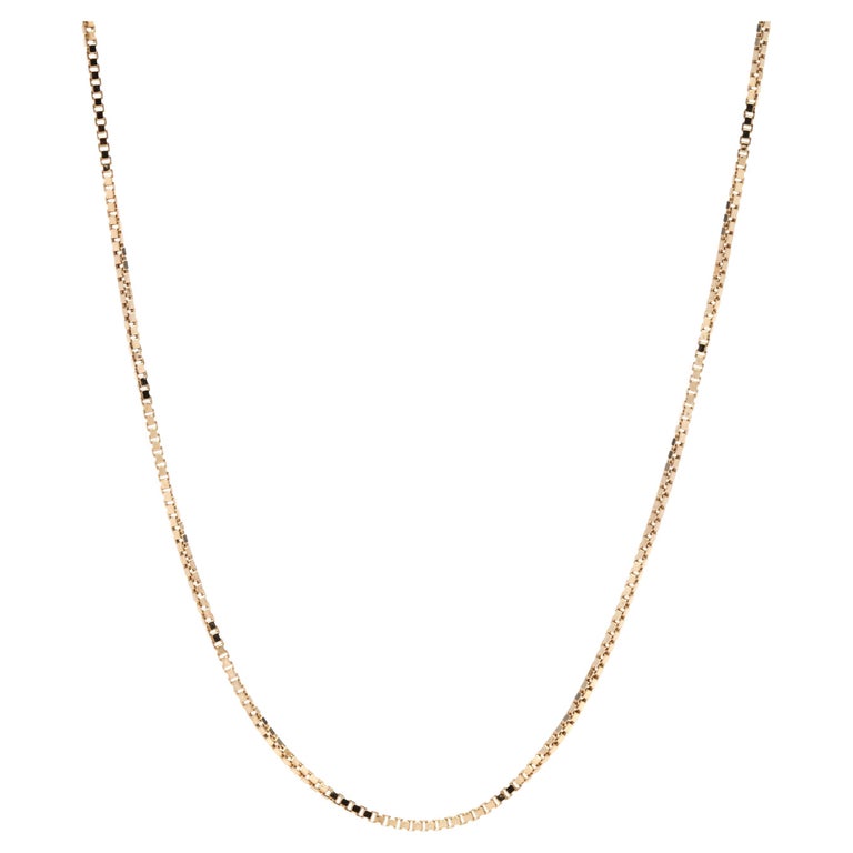 Vintage 14KT Yellow Gold Italian Lite Box Chain For Sale at 1stDibs