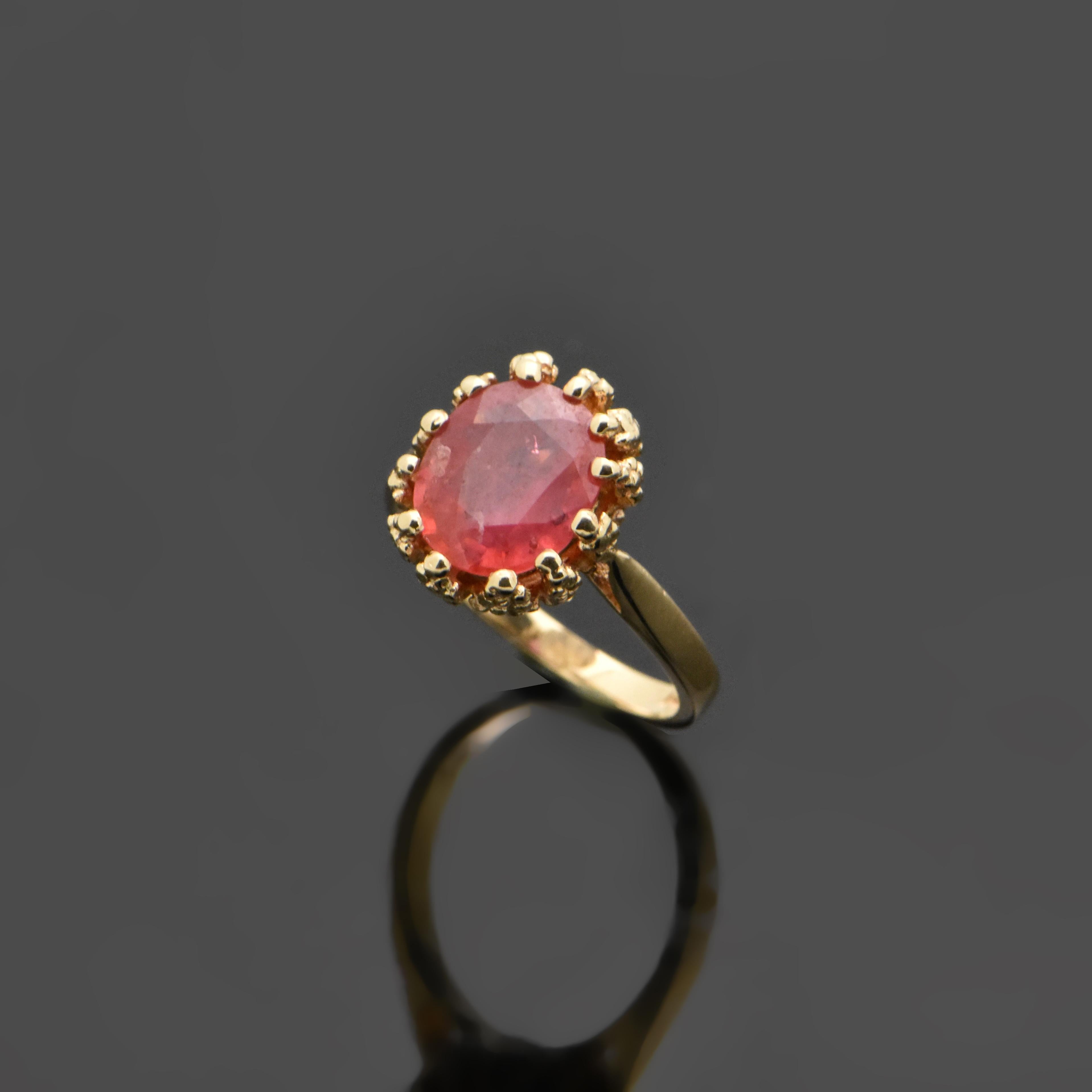 Vintage 14 Karat Yellow Gold Red Sapphire Ring at 1stDibs | red ...