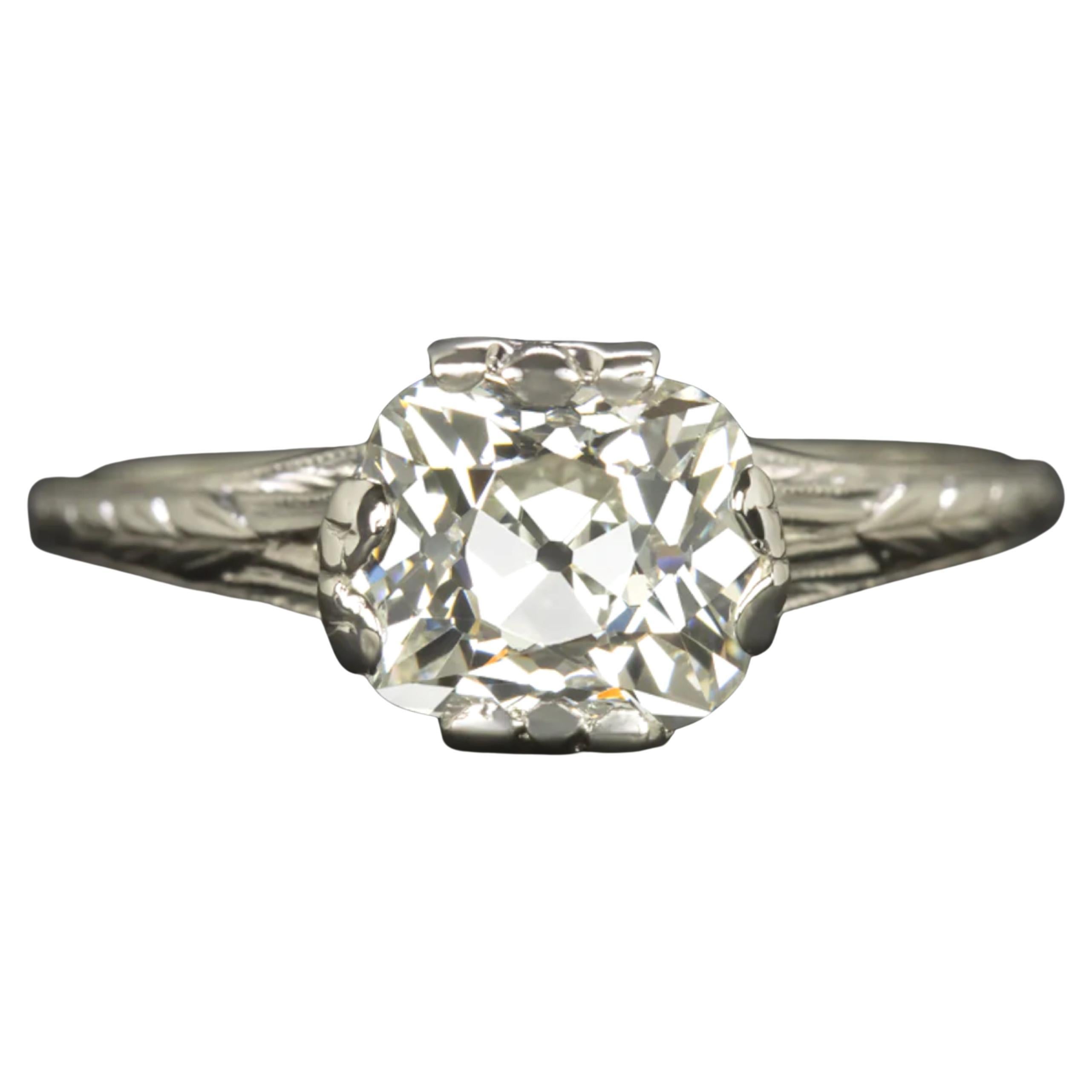 .50 Carat Old Mine Cut Diamond Art Deco Gold Engagement Ring For Sale ...
