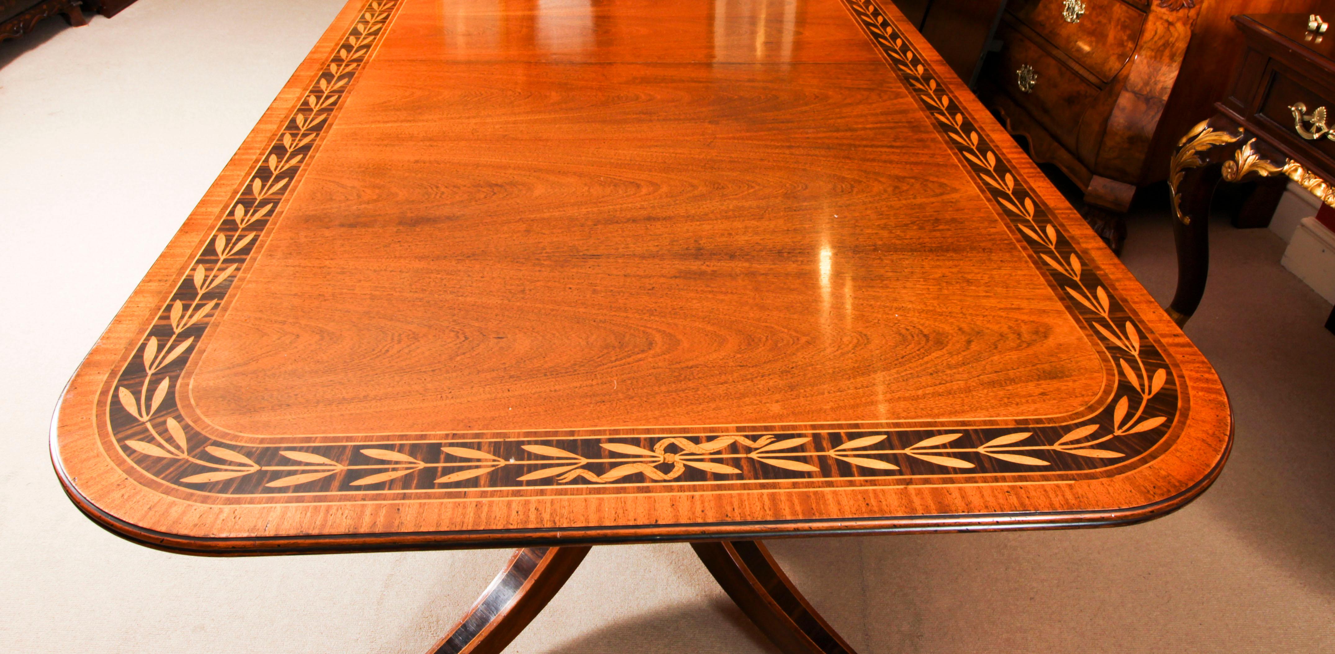 Vintage 15ft Regency Revival Triple Pillar Dining Table Mid 20th C at ...