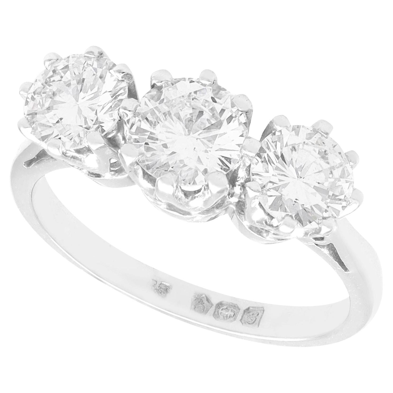 Vintage 1.67ct Diamond and Platinum Trilogy Ring For Sale at 1stDibs